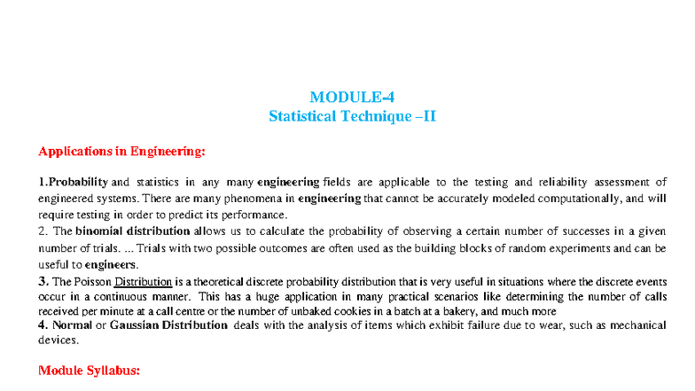 Statistical Techniques in Engineering: Probability & Distributions (KAS 402) - Studocu
