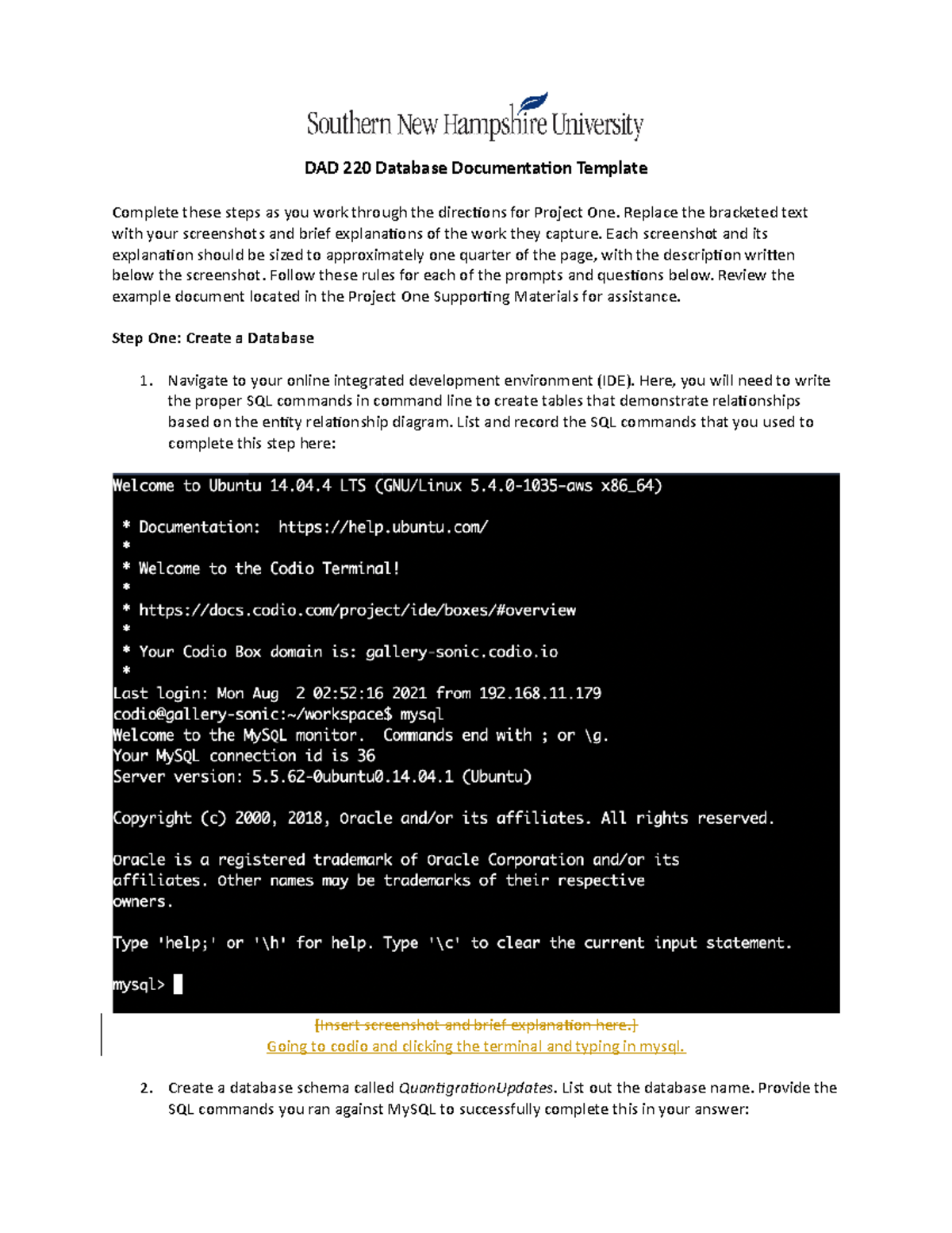 DAD 220 6-1 Project One- Creating a Database and Querying Data Alex ...