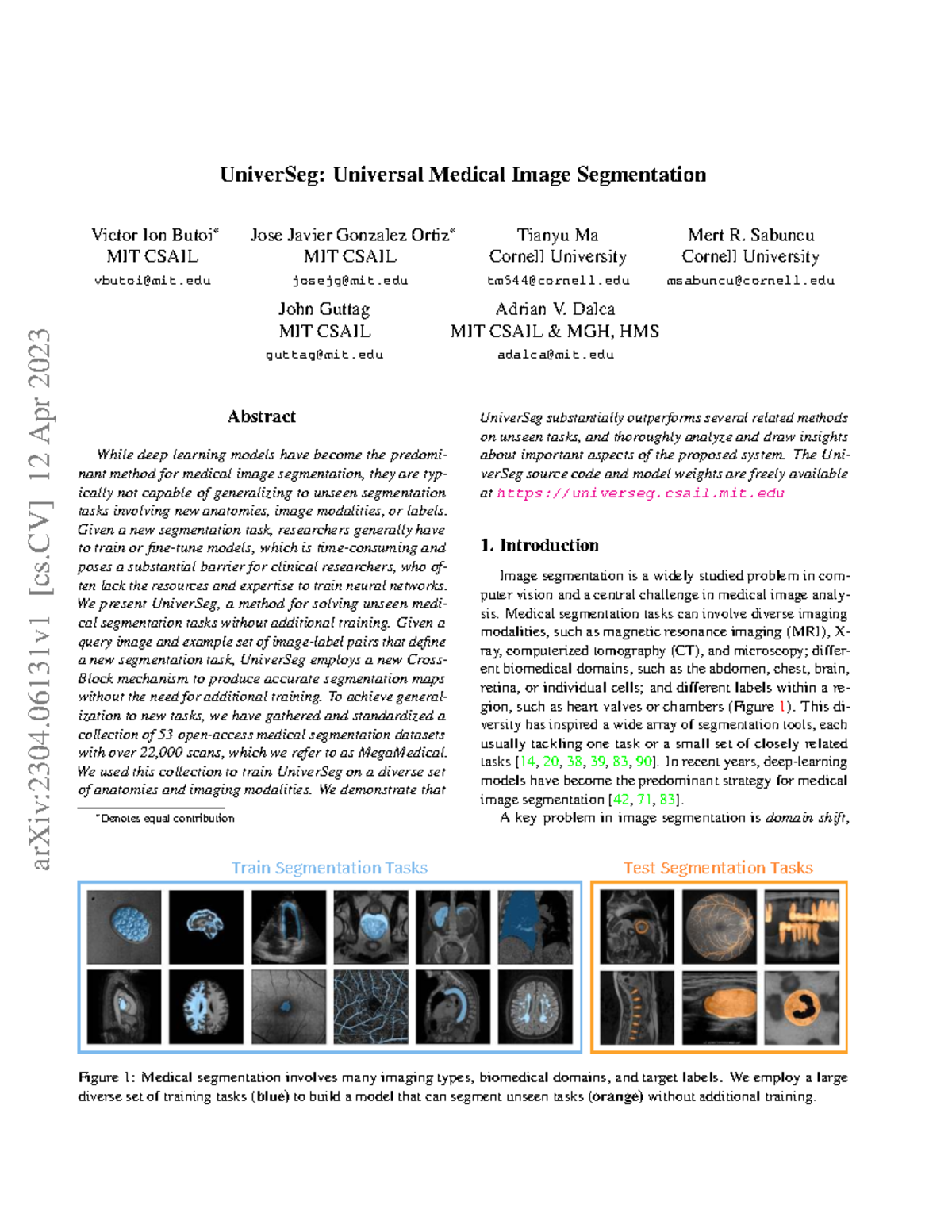 UniverSeg: A Universal Approach for Medical Image Segmentation (CSAIL ...