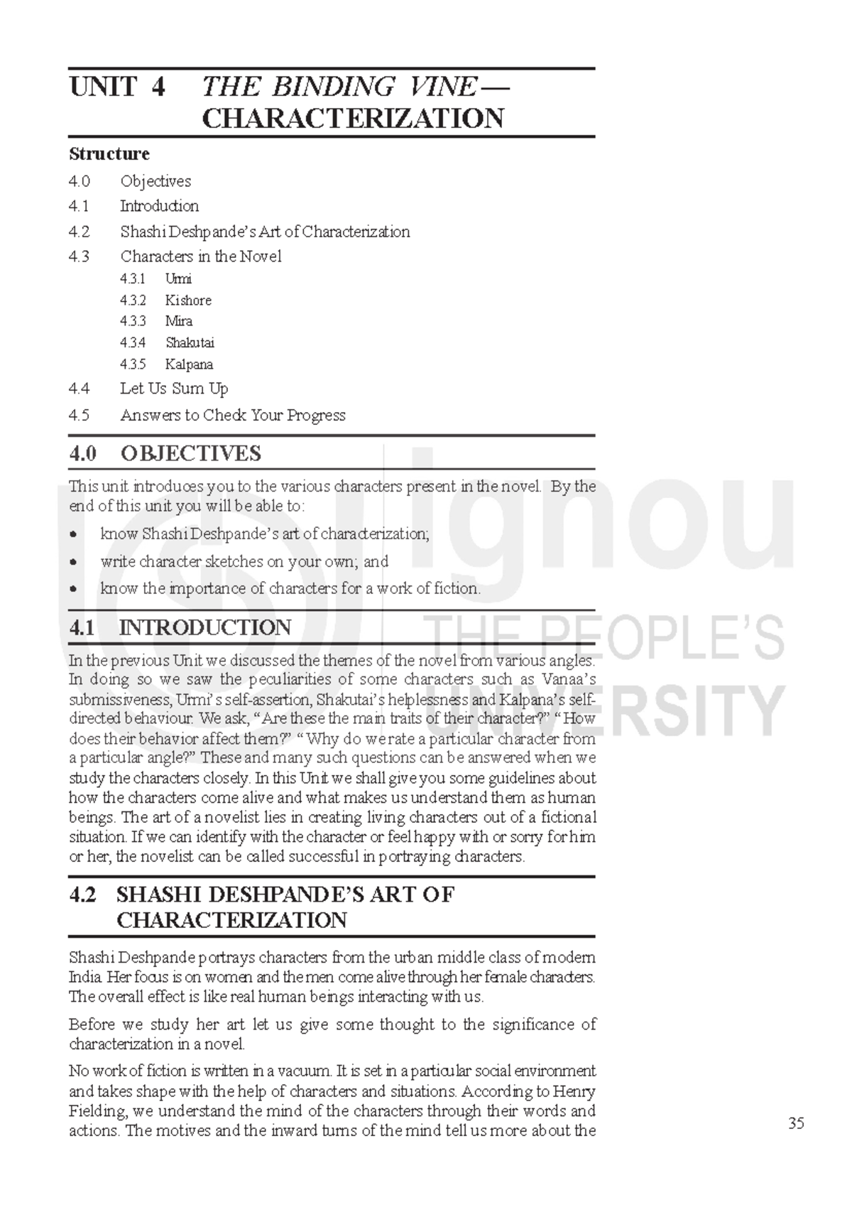 Unit-4 - BEGC-103 INDIAN WRITING IN ENGLISH BLOCK-3 UNIT-4 - 35 UNIT 4 ...