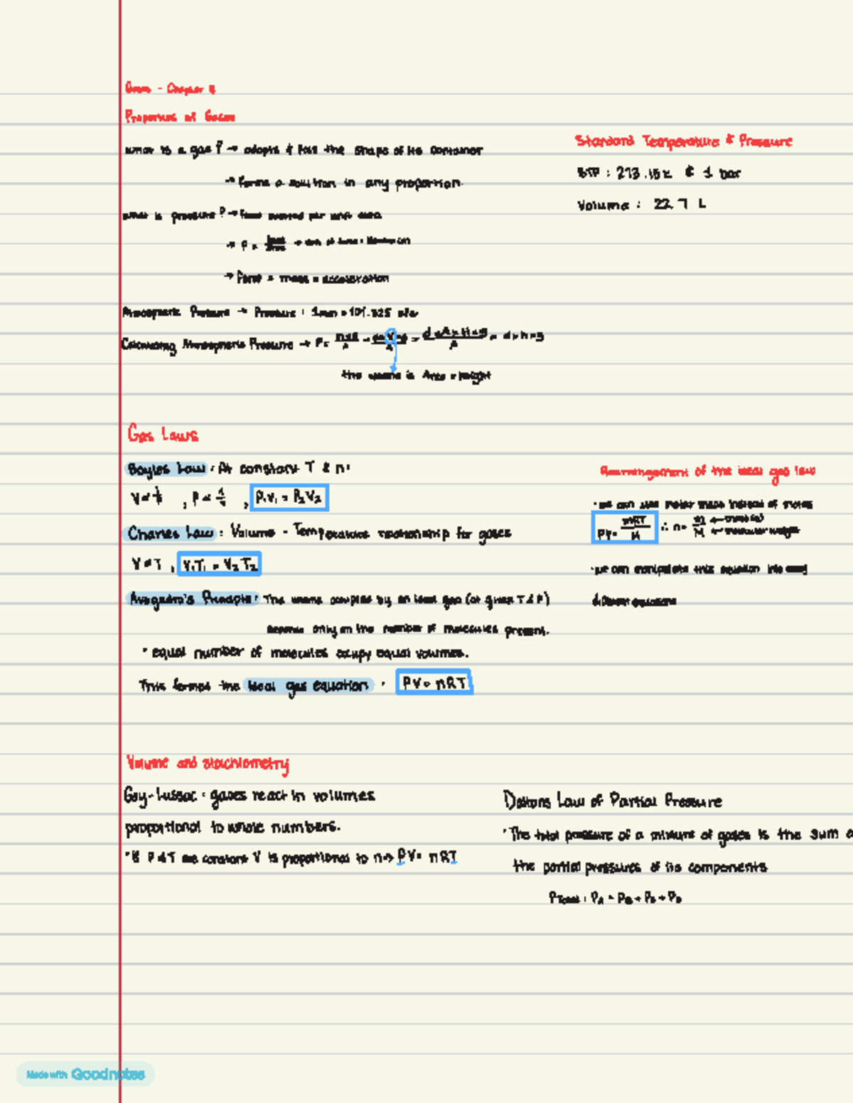 Chem 120 - Gases Properties and Laws Overview - Studocu