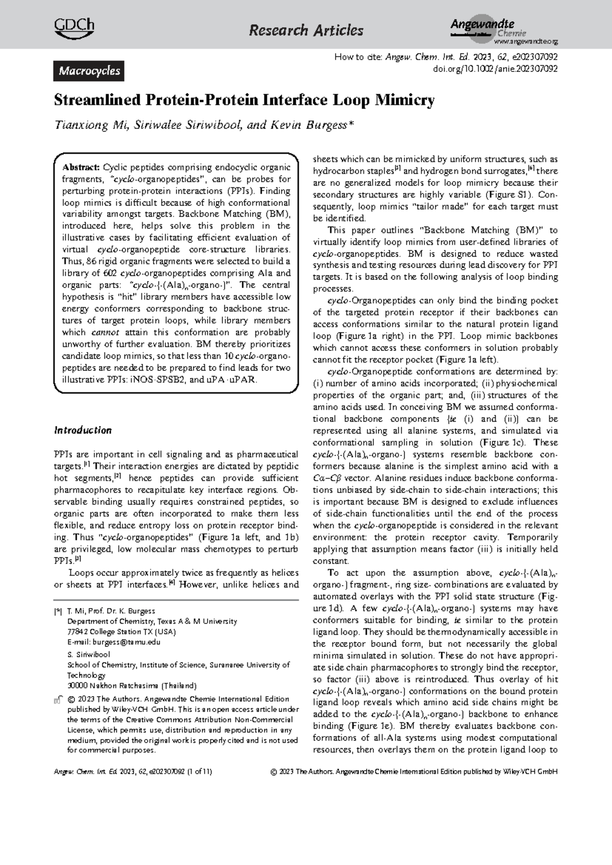 Streamlined PPI Loop Mimicry Using Backbone Matching (Angew. Chem. Int ...