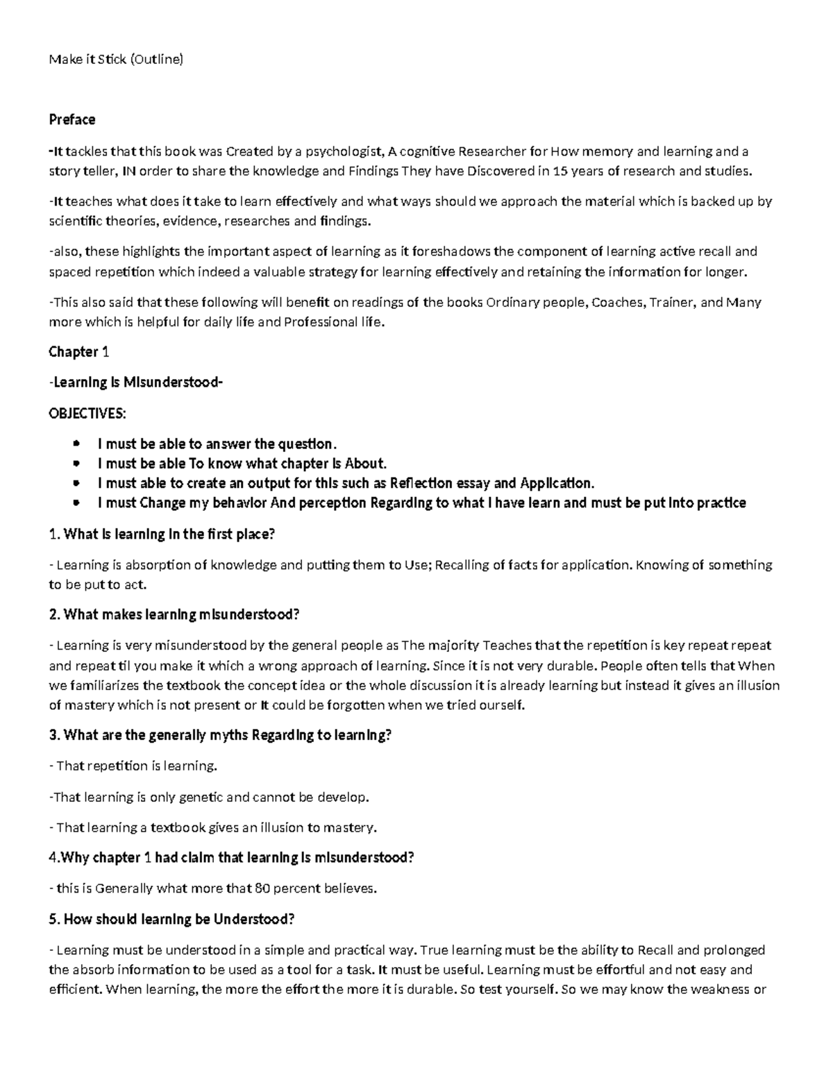 Make it Stick (Outline) - Understanding Effective Learning Strategies ...
