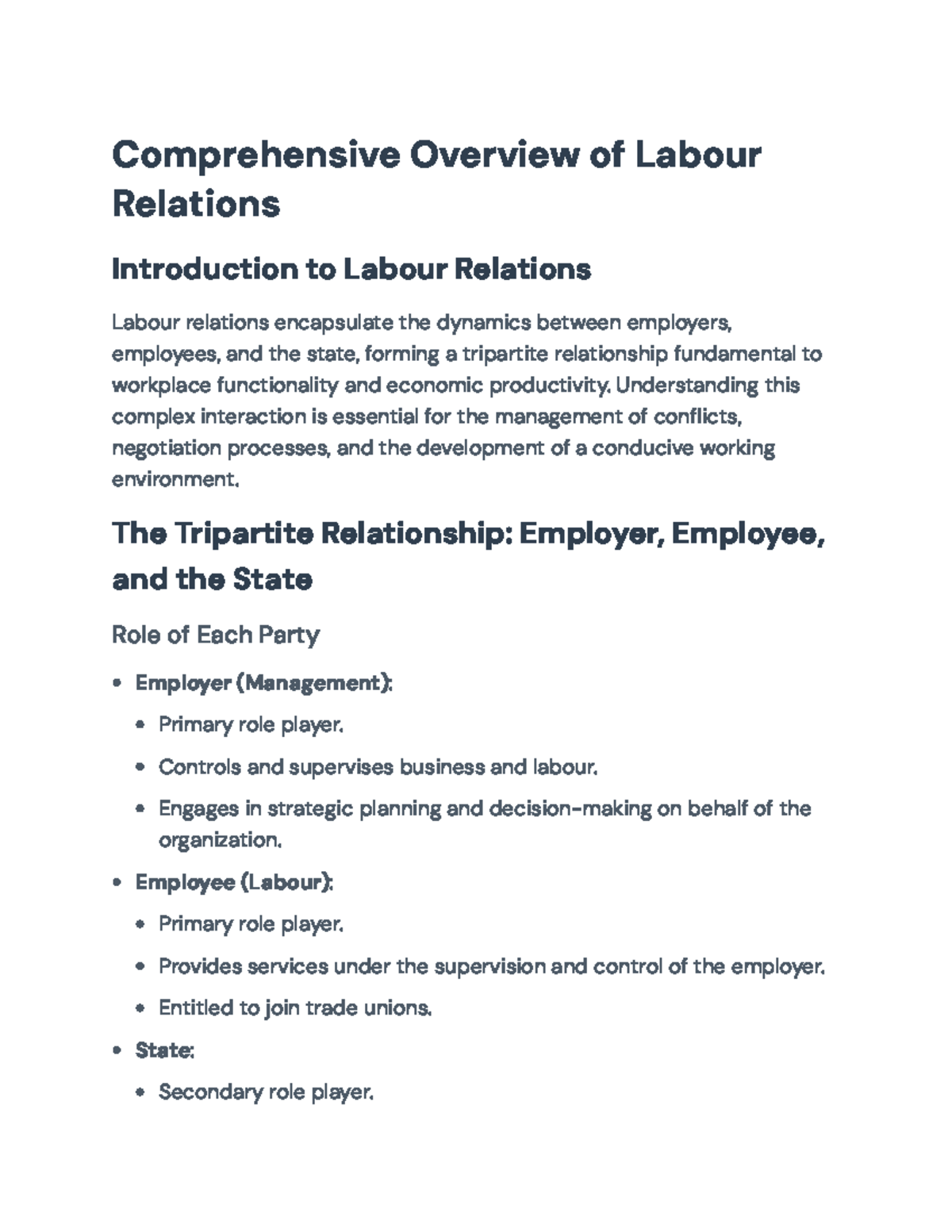 Comprehensive Overview of Labour Relations (LR 101) - Comprehensive ...