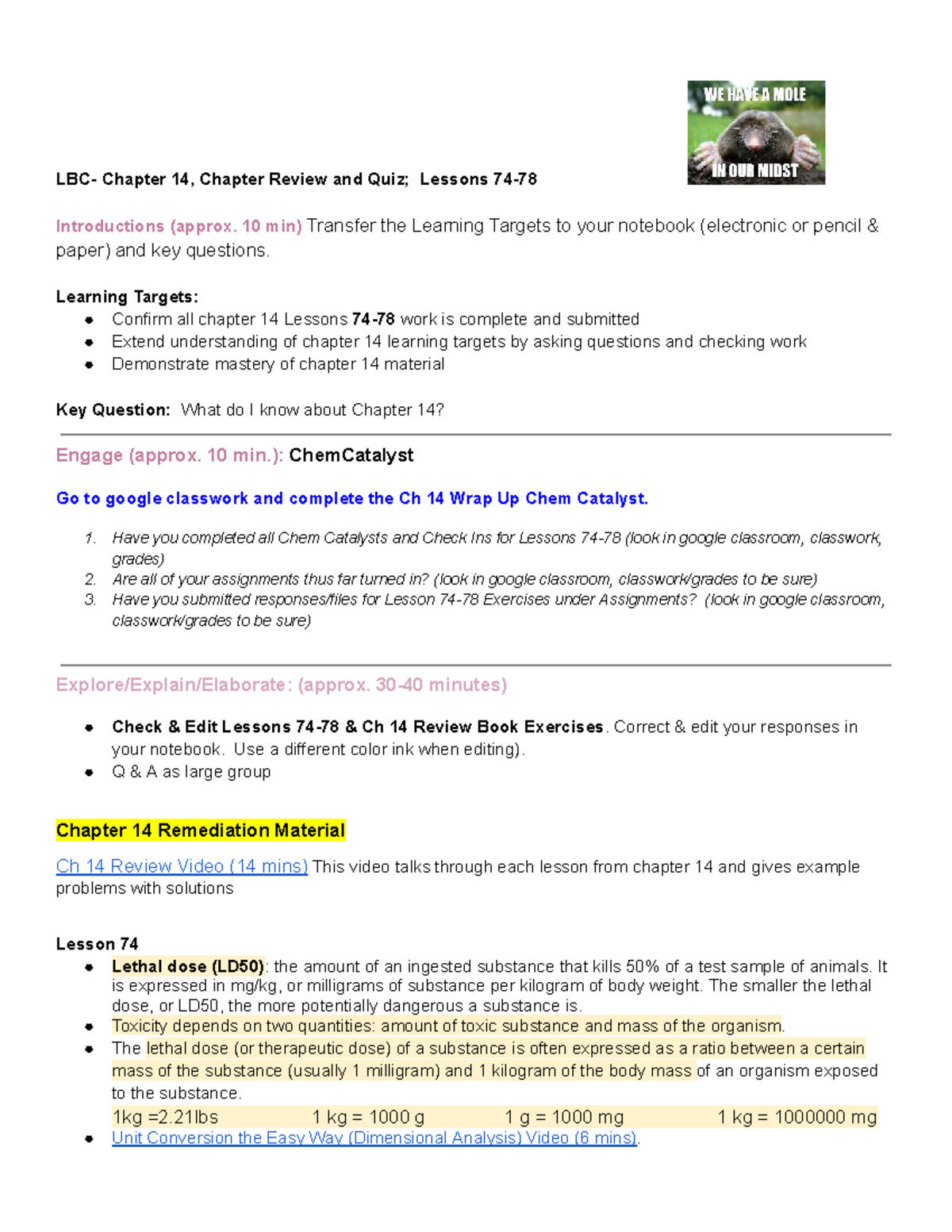Chemistry LBC- Ch 14 Review and Quiz: Lessons 74-78 Overview - LBC ...
