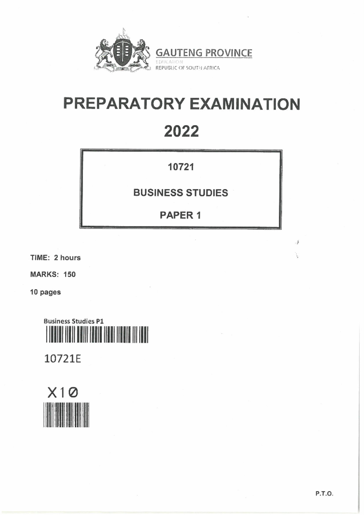 PREPARATORY EXAM 2022: BUSINESS STUDIES P1 (10721) NOTES - Studocu