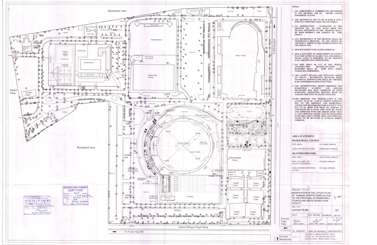 NOTES: Layout Plan for Yamuna Sports Complex DDA Project - Studocu