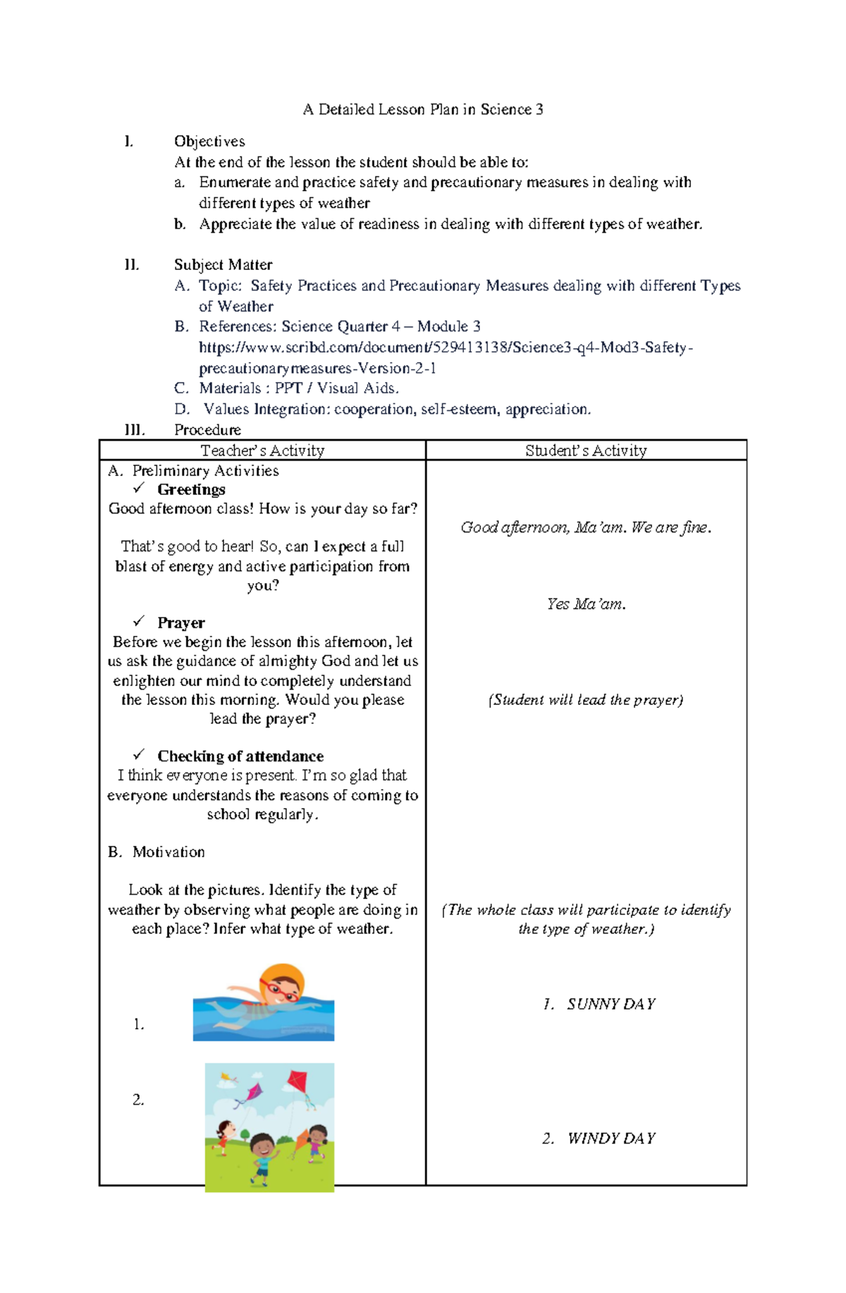 A Detailed Lesson Plan in Science 3 precautionary - A Detailed Lesson ...