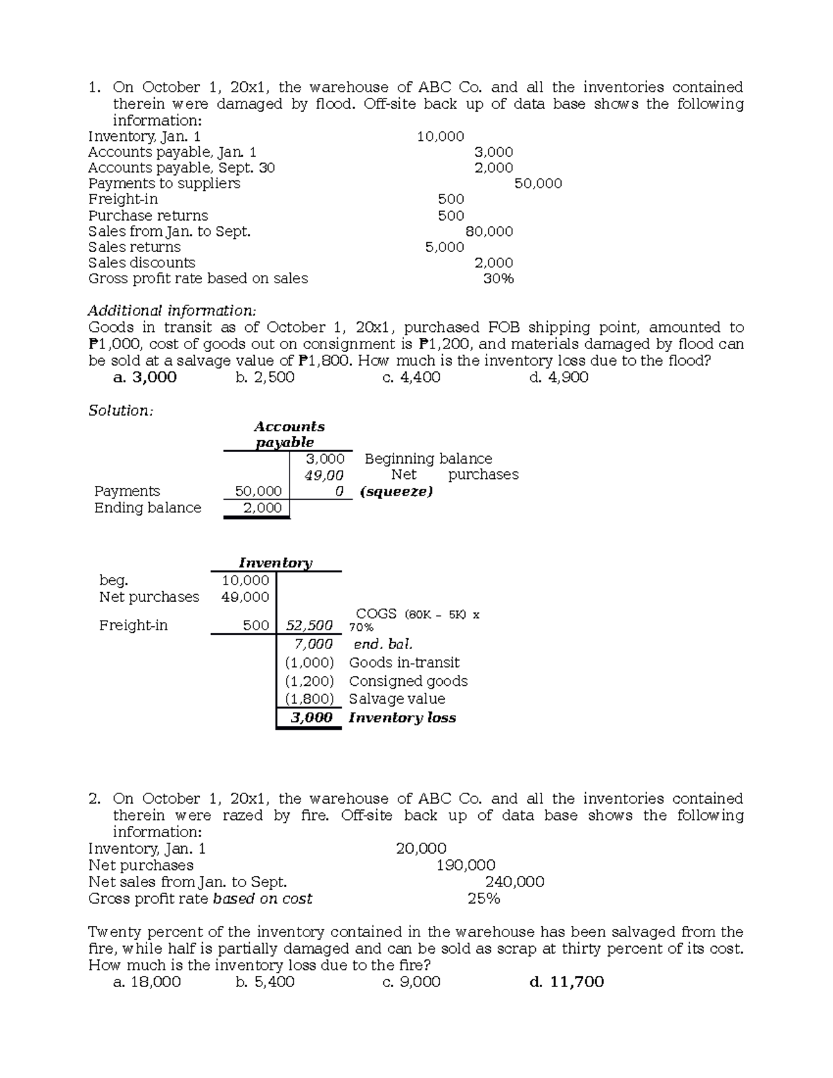 INV-Estimation of Inventory Loss Due to Flood & Fire Analysis - Studocu