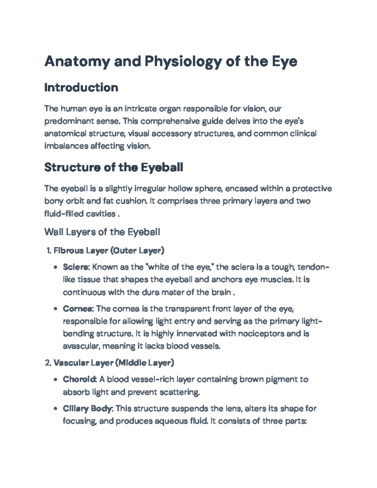 Anatomy and Physiology of the Eye: Structure, Function, and Disorders ...