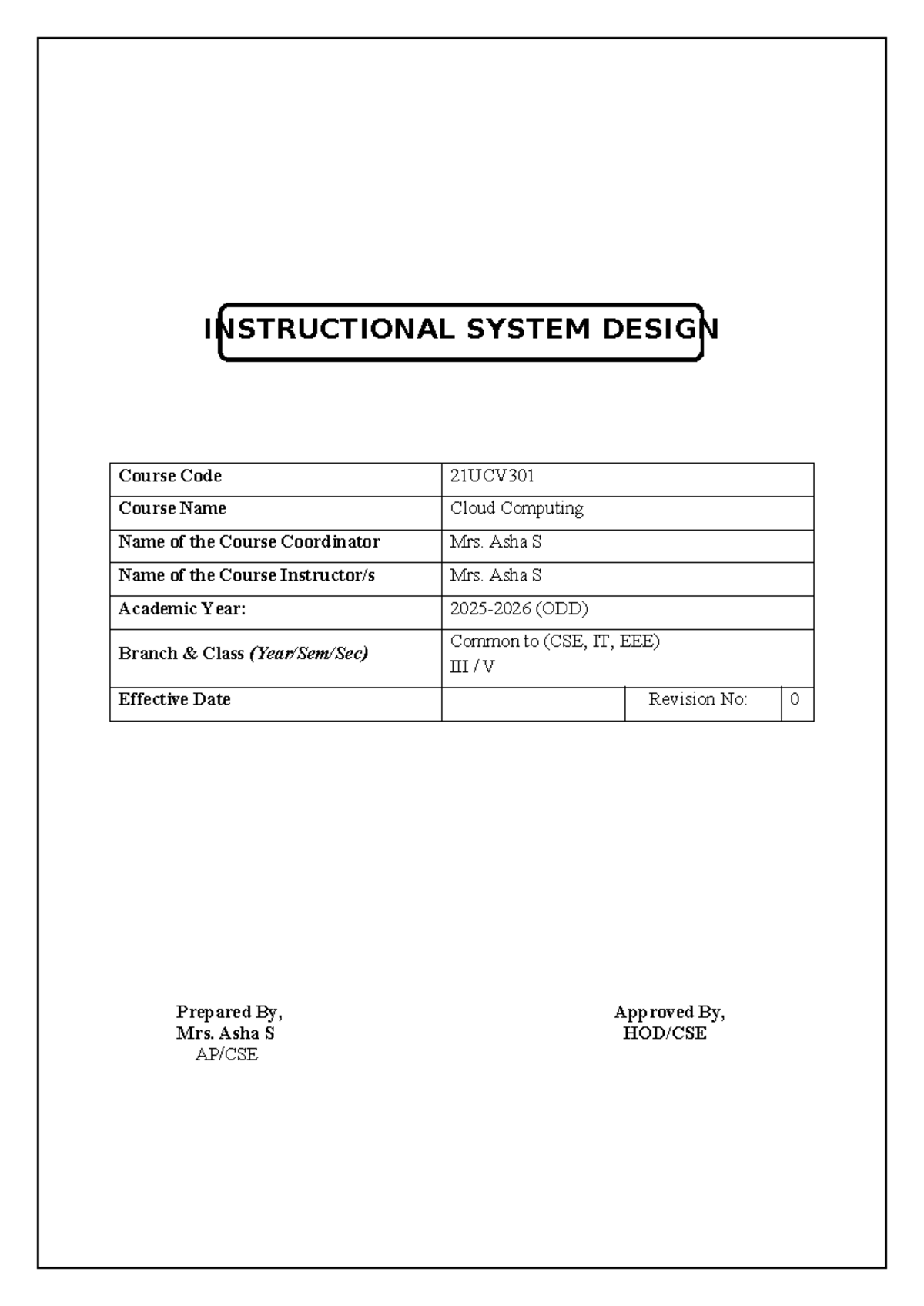 ISD Cloud Computing Course Overview - 21UCV301 - Studocu
