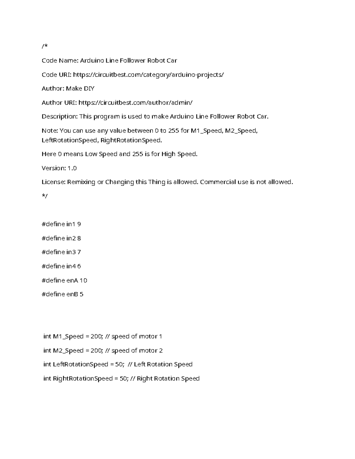 Arduino Line Follower Robot Car Code - Reference Code for IR Sensors ...