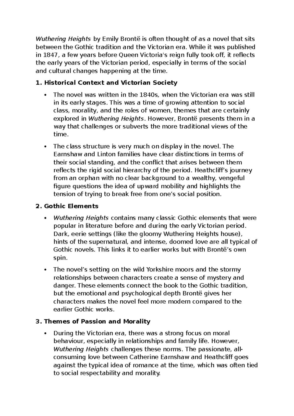 Wuthering Heights: Gothic Elements & Victorian Society Analysis - Studocu