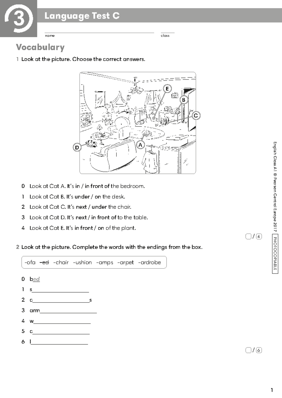 ECA1 Language Test 3C: Vocabulary & Grammar Exercises - Studocu