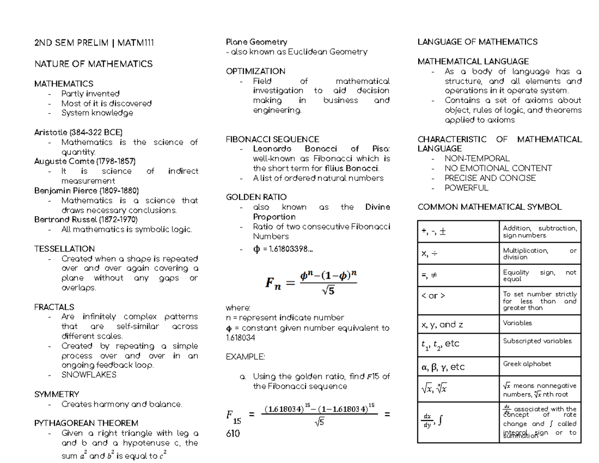 2ND SEM MATM Prelims: Exploring Euclidean Geometry and Mathematical ...
