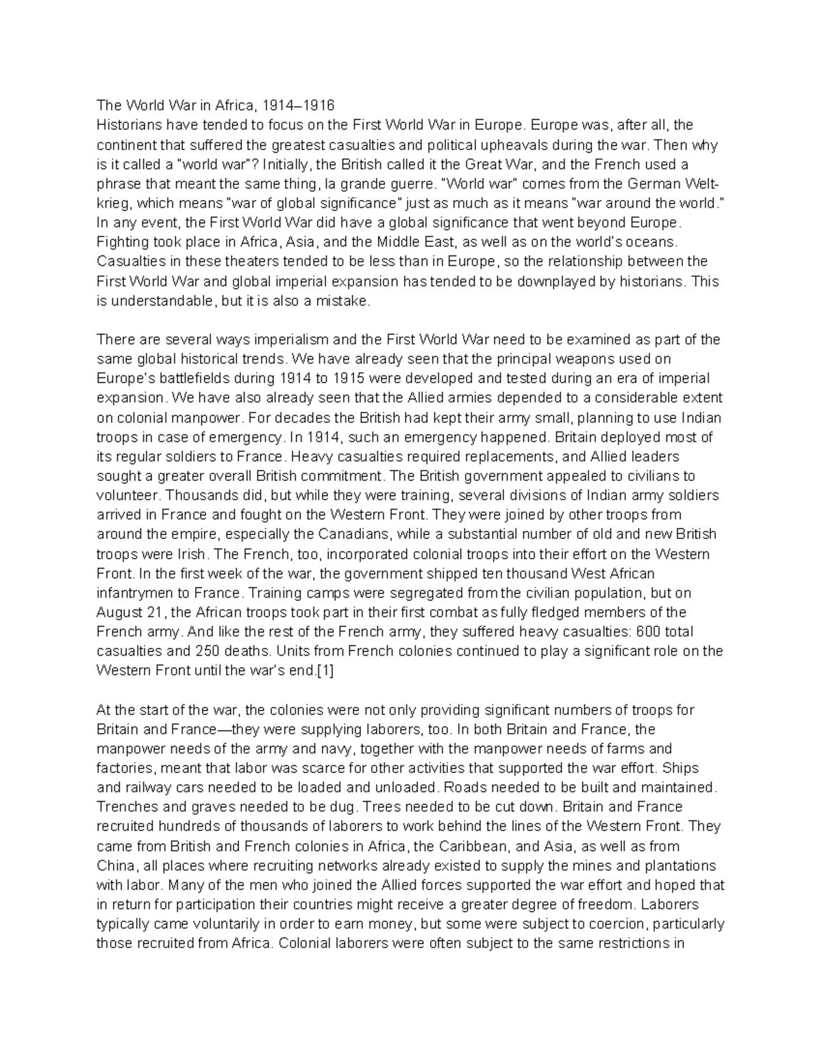 The War in Africa: German Colonial Ambitions and Resistance, 1914-1916 ...