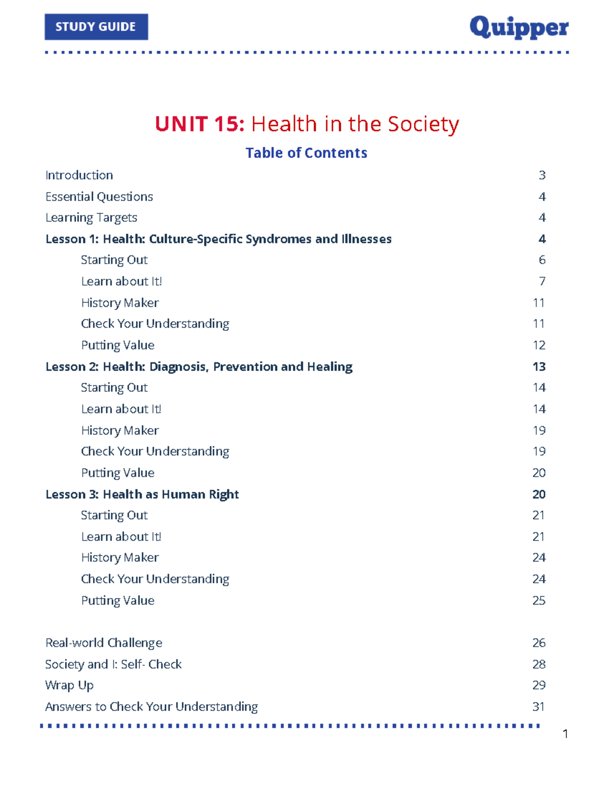 UCSP Unit 15: Health in Society - Cultural Perspectives and Practices ...