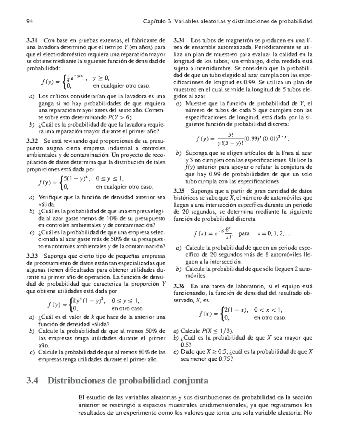 Capítulo 3: Variables Aleatorias y Distribuciones de Probabilidad - Walpole 3 - Studocu