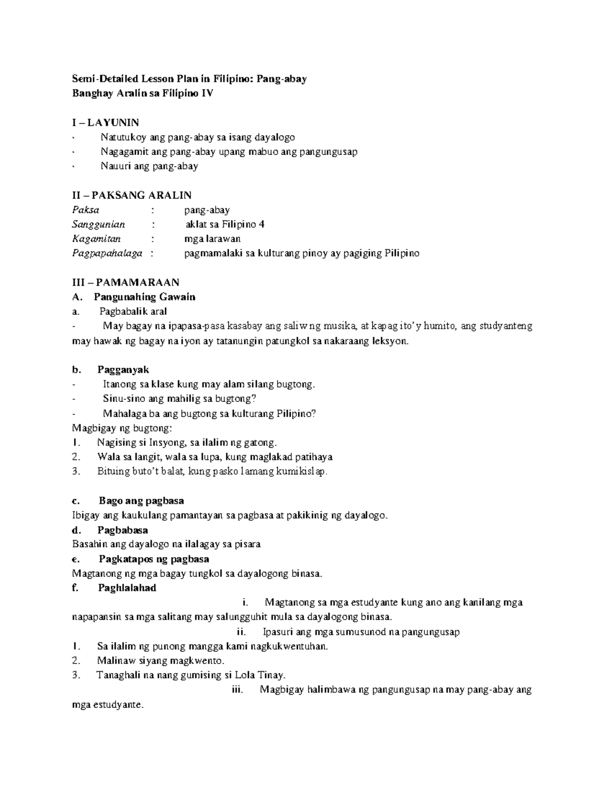 Scribd - for practice in making lesson plan - Semi-Detailed Lesson Plan ...