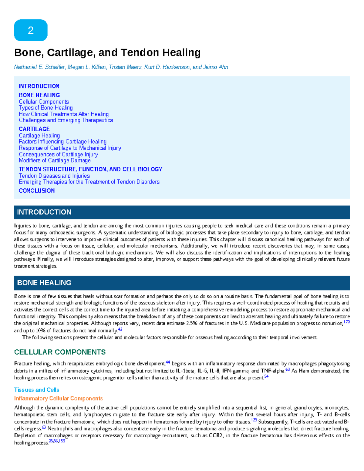 2 Bone, Cartilage, and Tendon Healing: Mechanisms and Therapies - Studocu