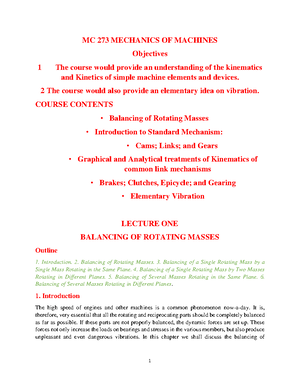 Basic Mechanics Intro To fundamentals - BASIC MECHANICS MN/MR/PE/ES 167 ...