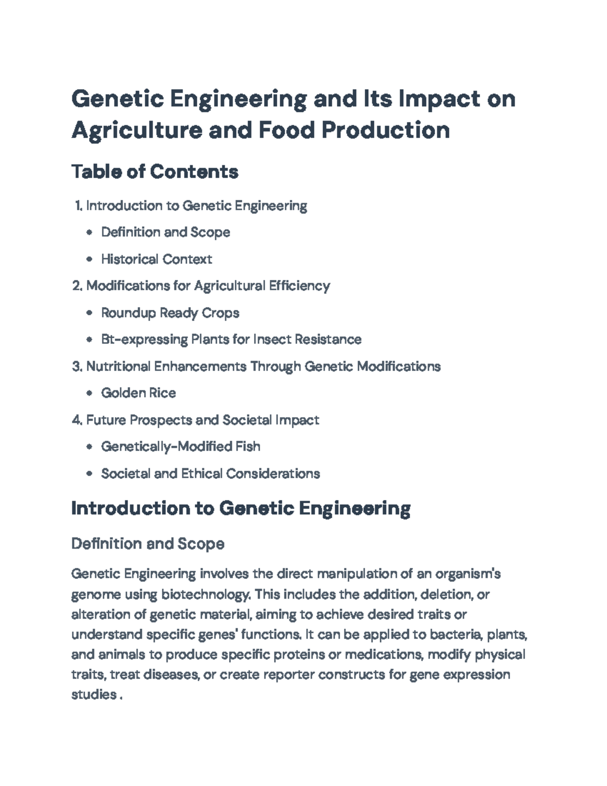 Genetic Engineering in Agriculture: Impacts, Innovations, and Ethics ...