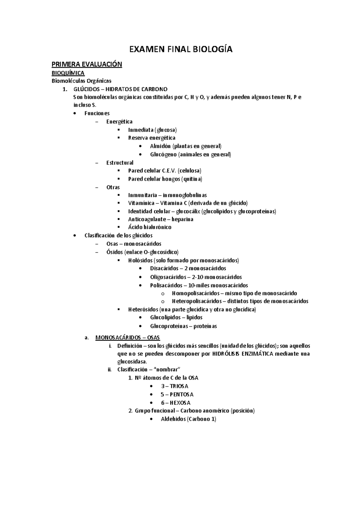 Examen Final Biología: Bioquímica y Estructura de Biomoléculas - Studocu
