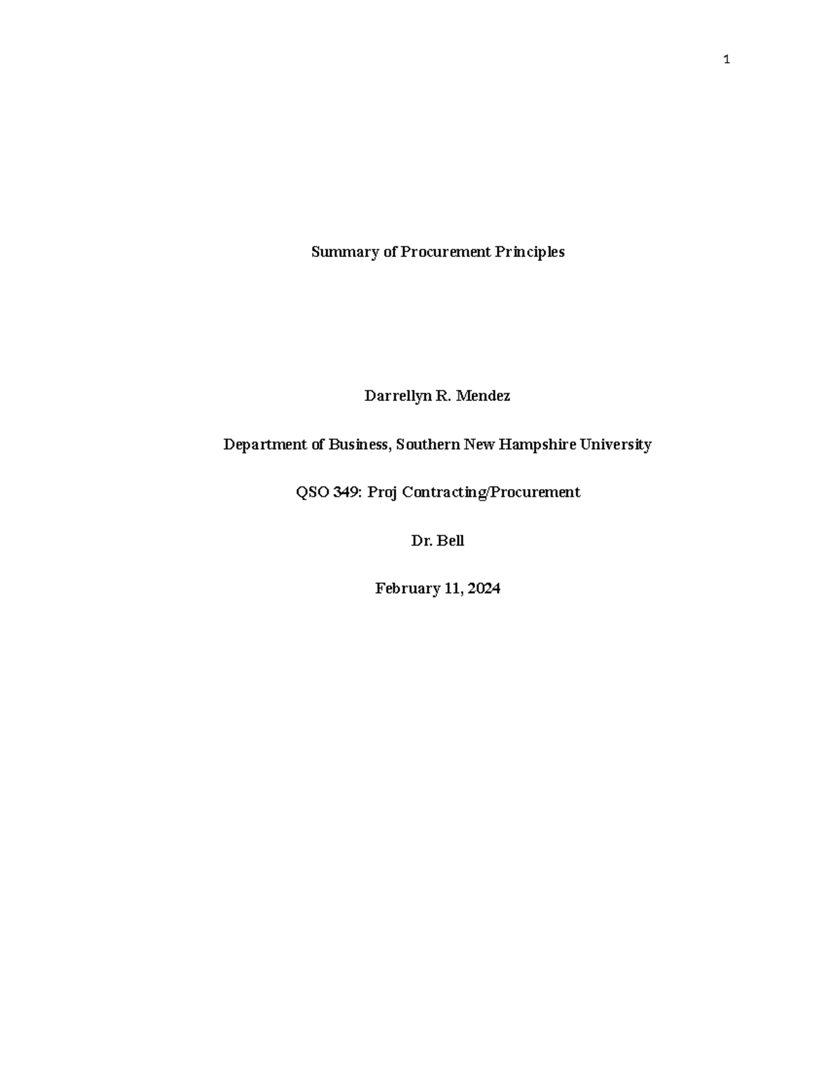 QSO 349: Summary of Key Procurement Principles for Success - Studocu