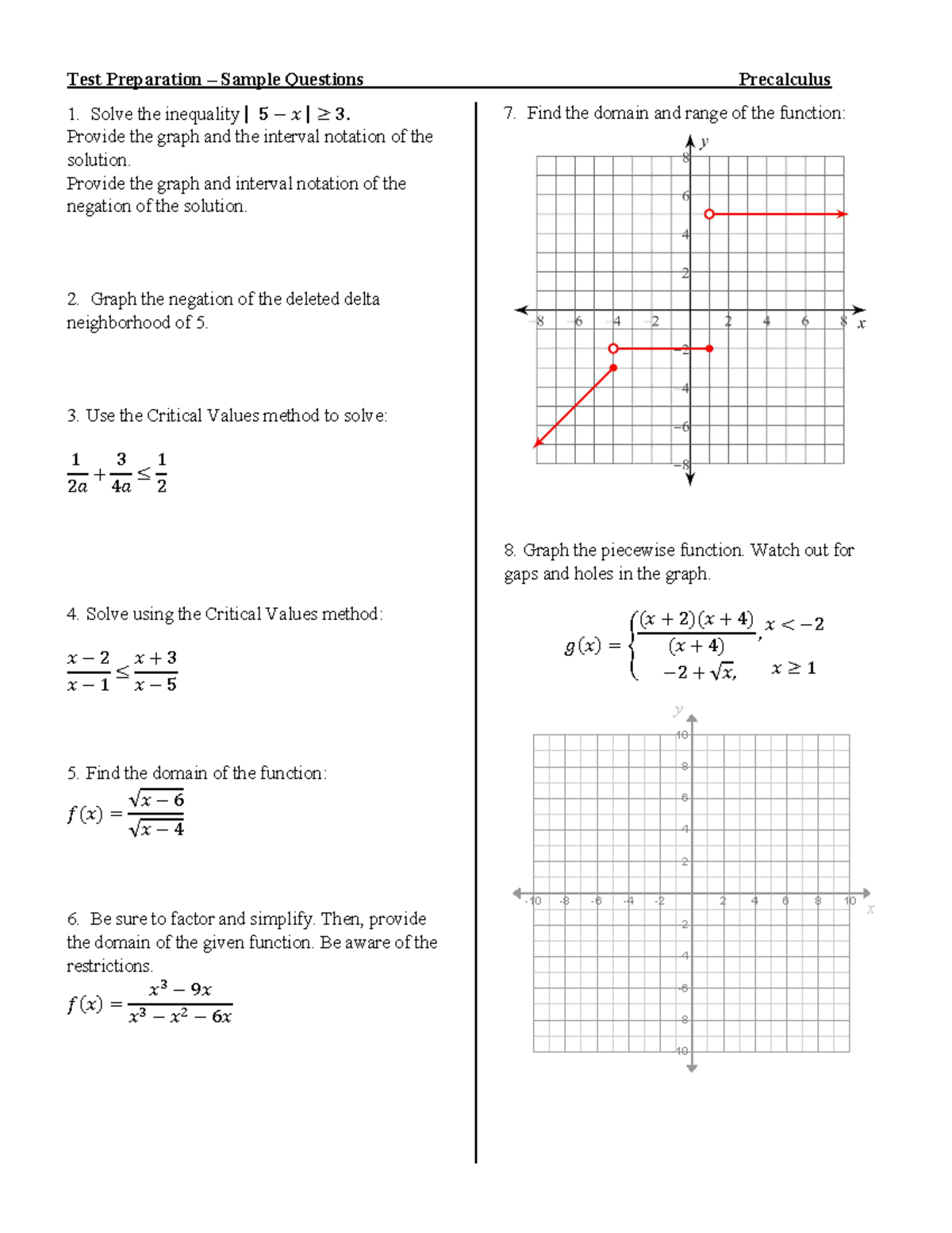 Precalculus Test Preparation: Sample Questions and Solutions - Test ...
