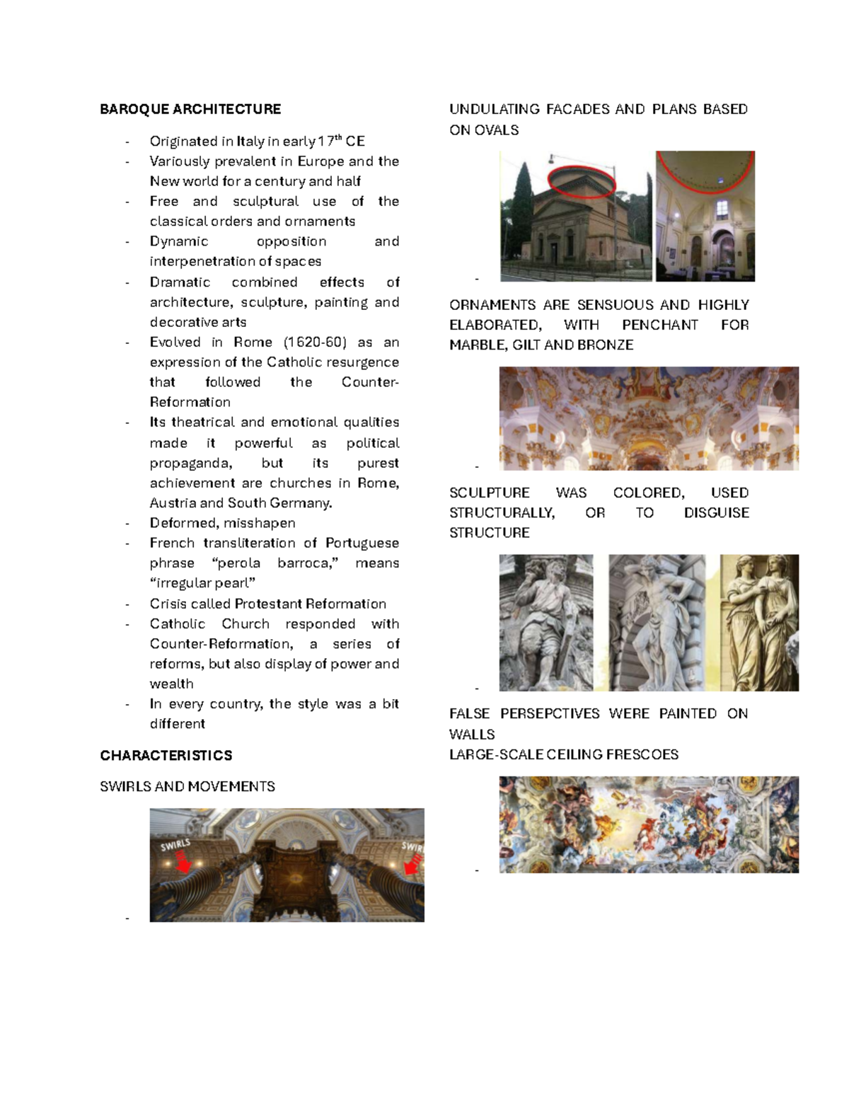 HOA2 Finals - Baroque Architecture: Characteristics & Influence - Studocu