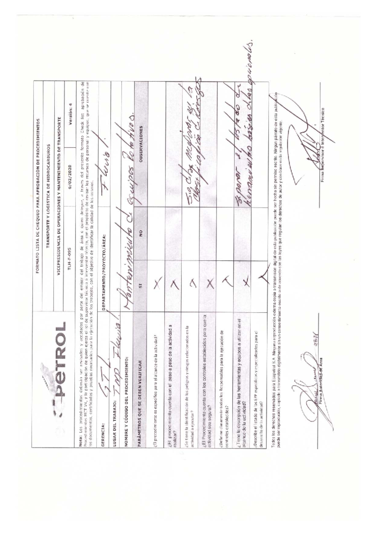 Formato de Chequeo para Aprobación de Procedimientos MCT V4 - Studocu