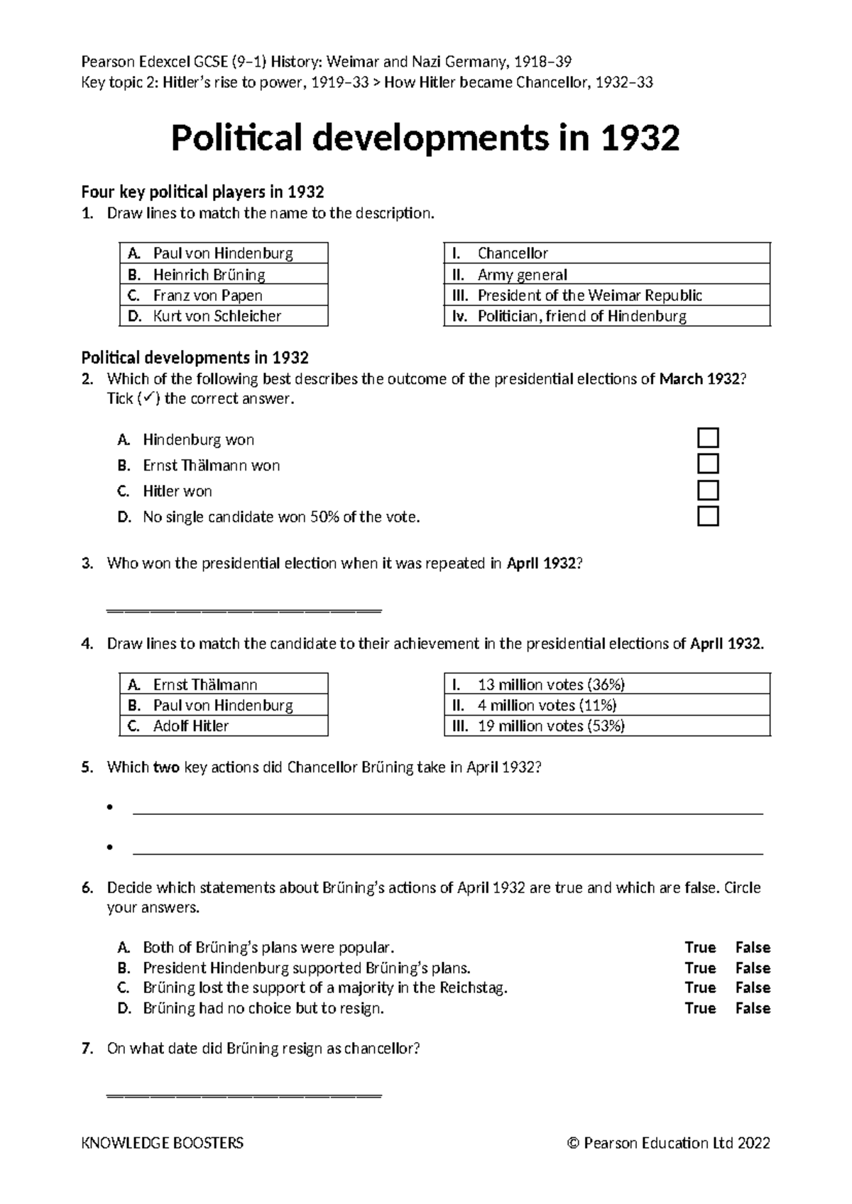 GCSE History: Weimar & Nazi Germany - Political Developments in 1932 ...
