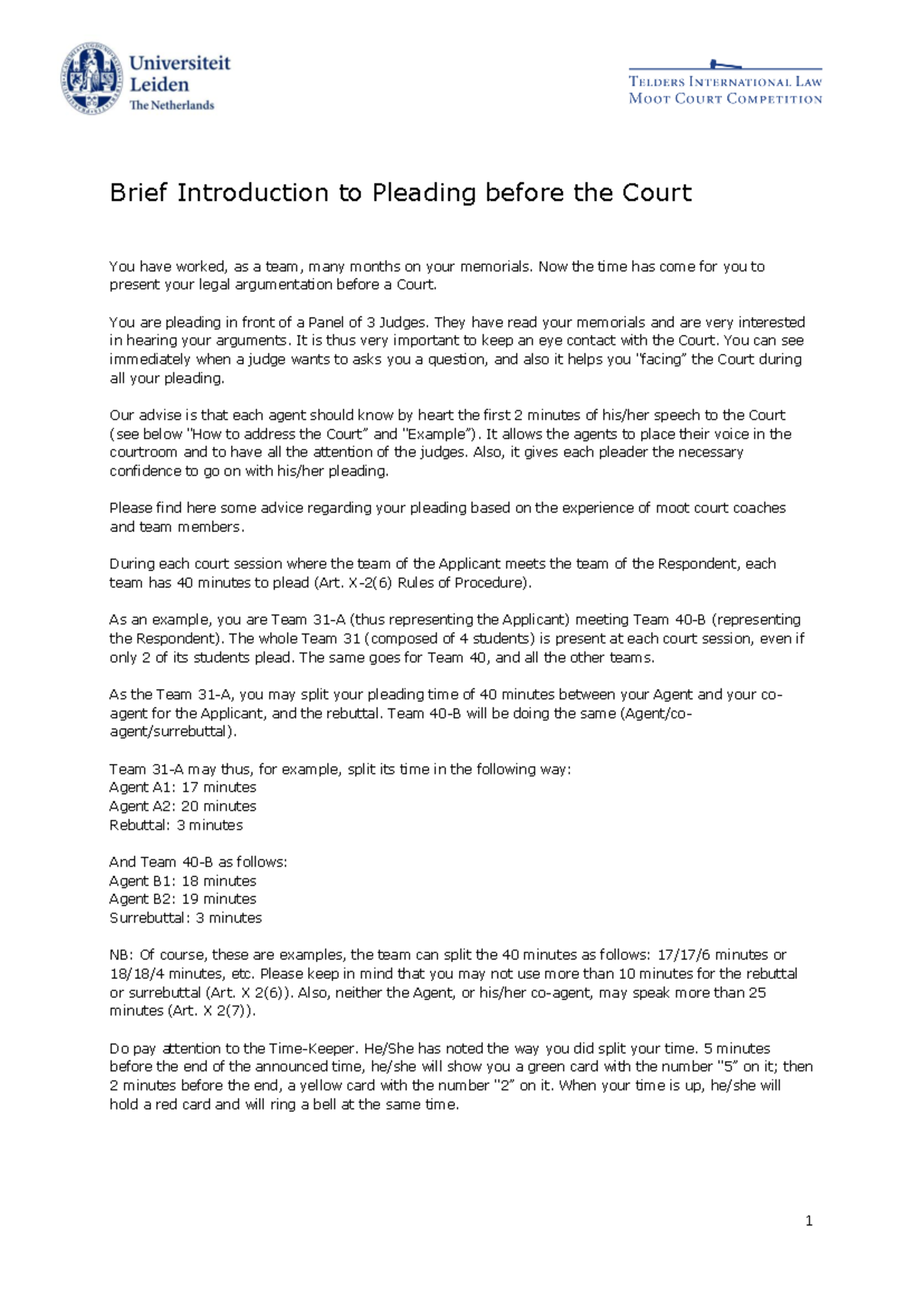 Brief introduction to pleading before a court - Brief Introduction to ...