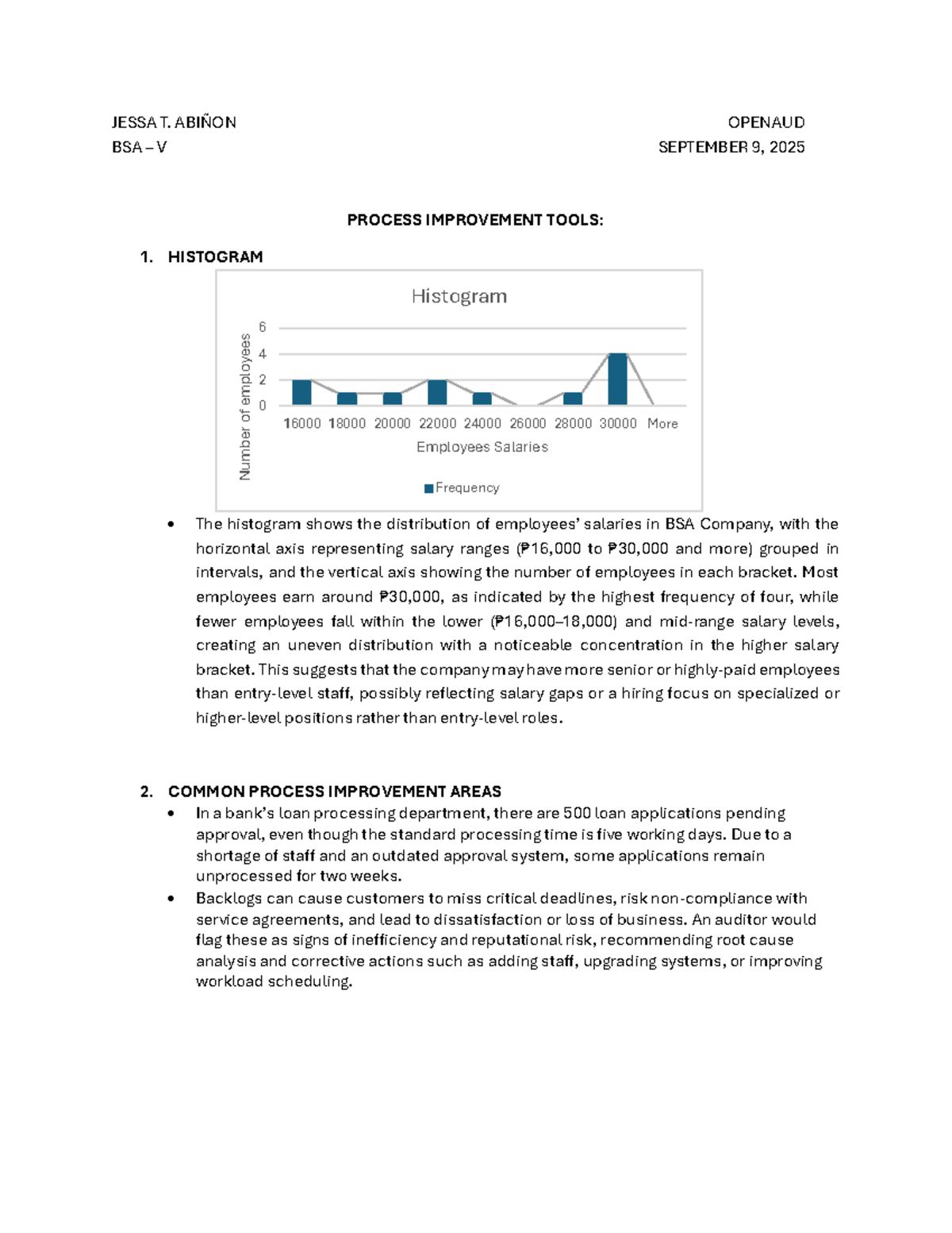 BSA V Process Improvement Tools: Analysis & Recommendations - Studocu