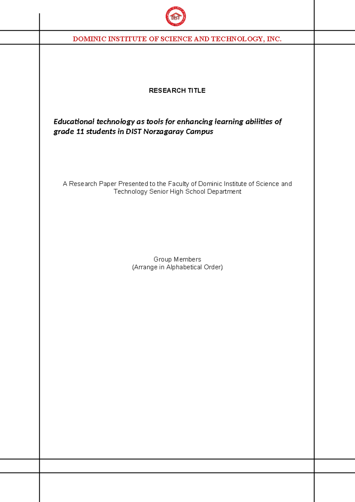 SHS- Research- Format - qweqwewq - RESEARCH TITLE Educational ...