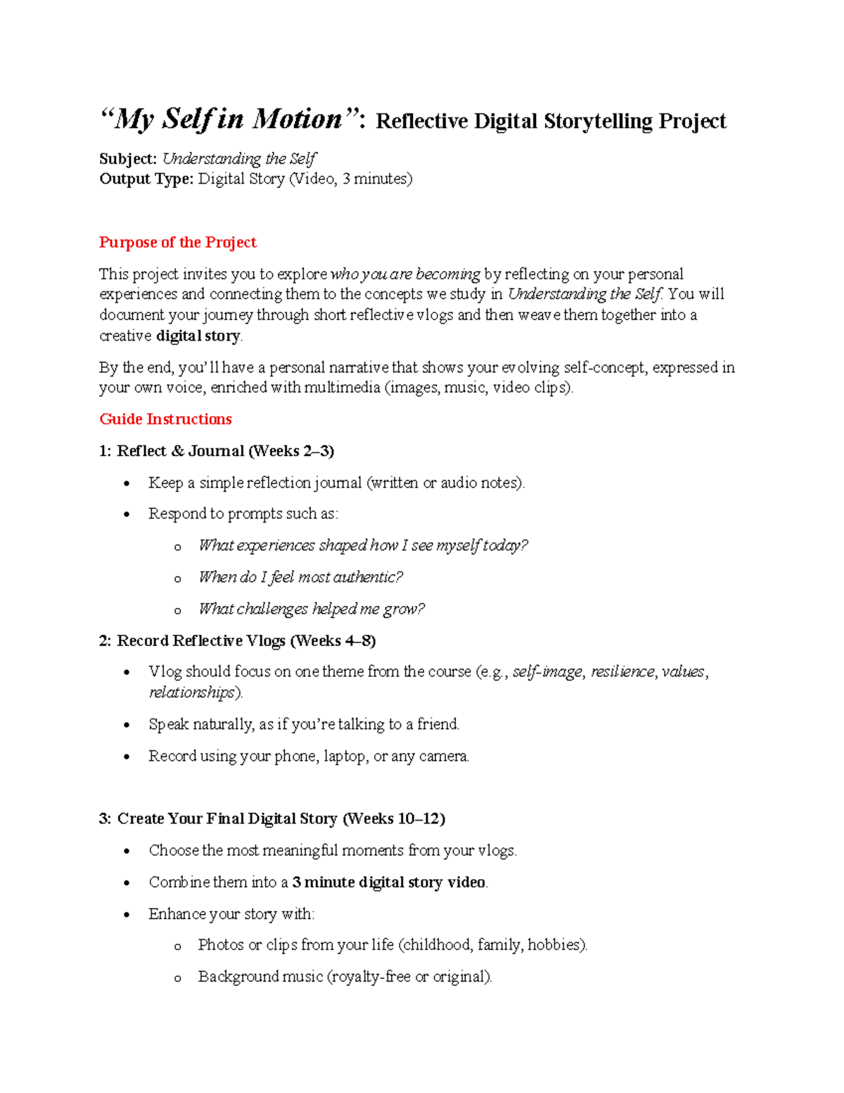 GED101 Semestral Project: My Self in Reflective Digital Storytelling ...