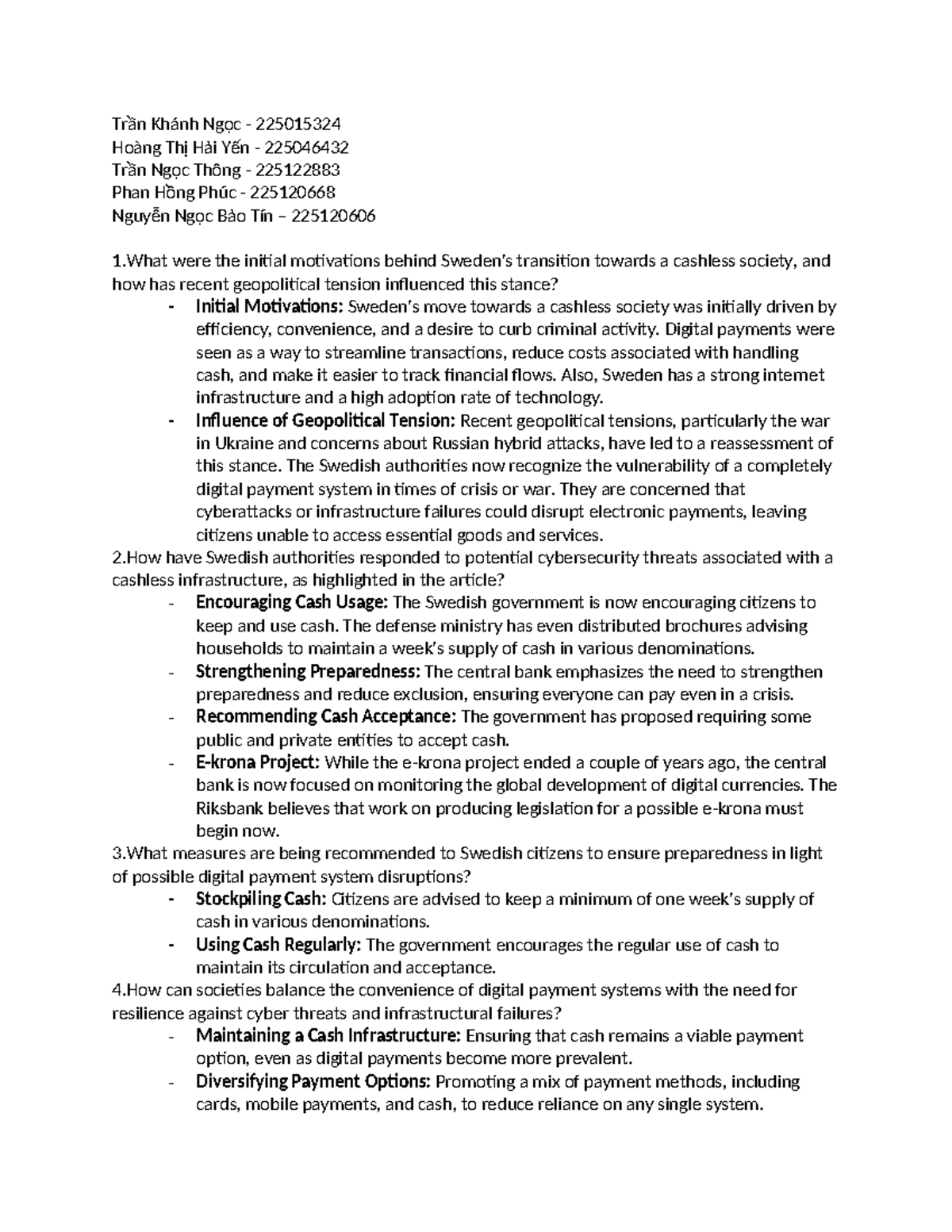 Case Study 2: Transition to a Cashless Society and Cybersecurity ...