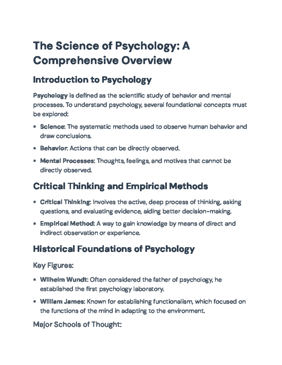 Introduction to Psychology: Key Concepts and Historical Foundations ...