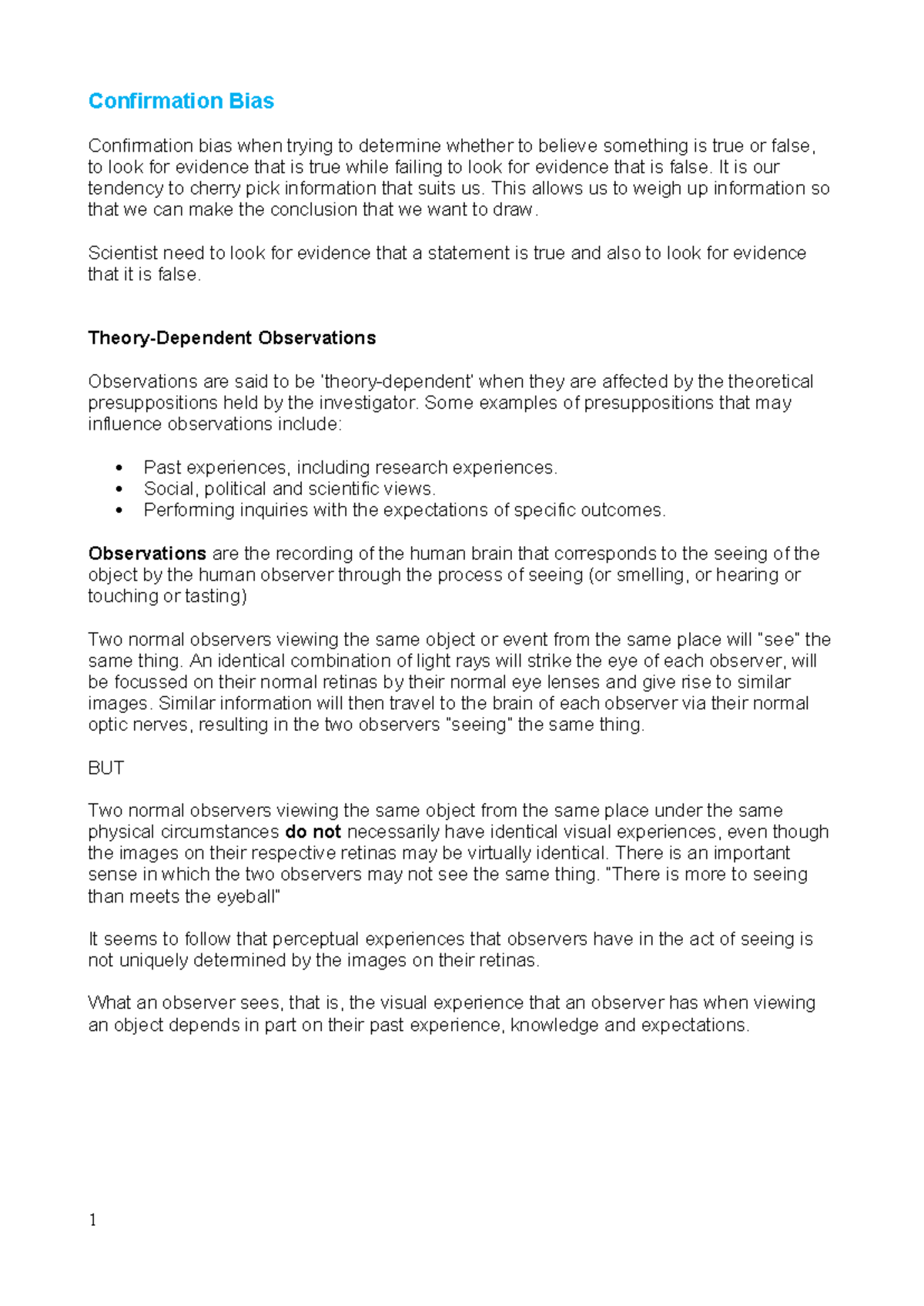 06 Confirmation Bias - Module 1 Study Notes - Studocu