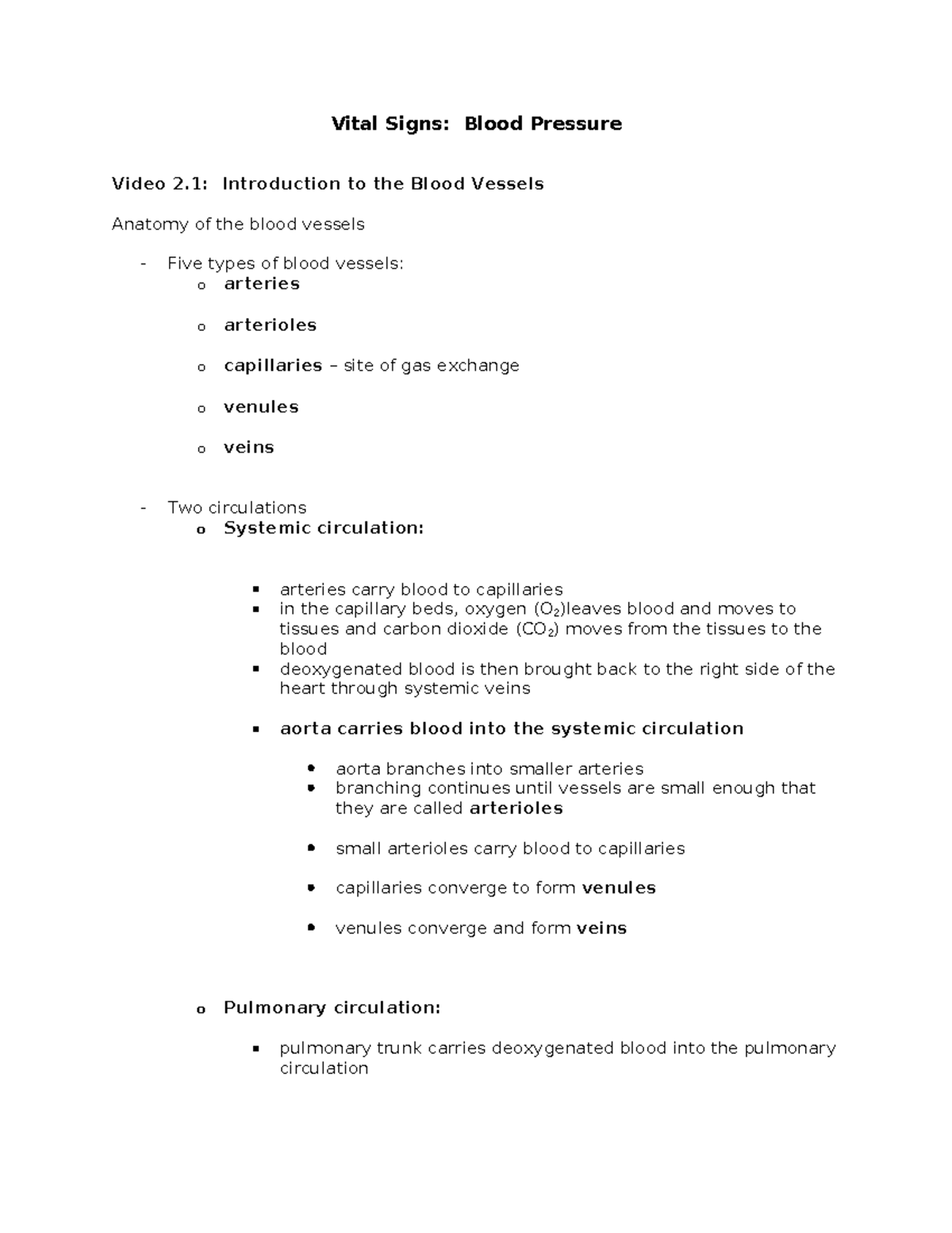 Week 2 Lecture Outline: Understanding Blood Pressure & Circulation ...