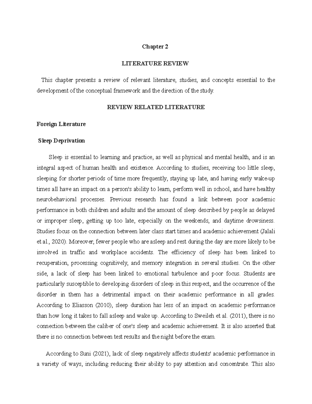 Chapter 2: Sleep Deprivation and Its Impact on Academic Performance ...