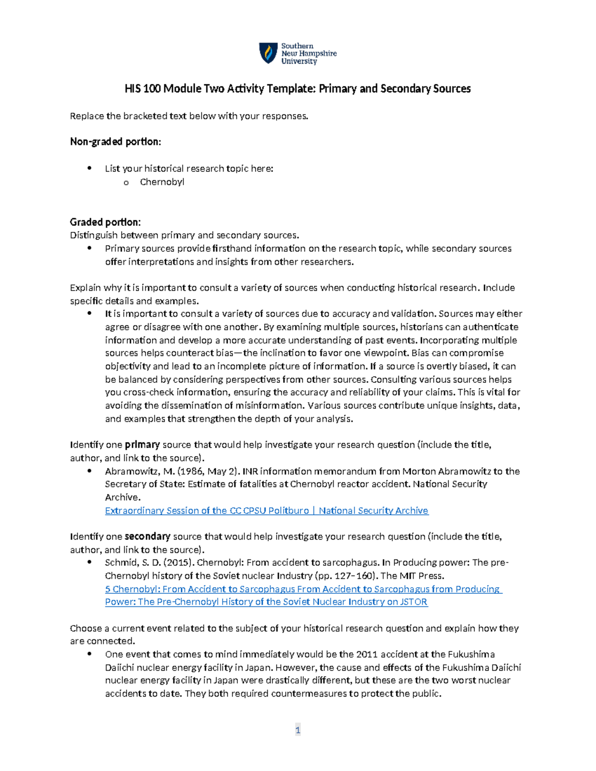 HIS 100 Module Two Activity Sources - HIS 100 Module Two Activity ...