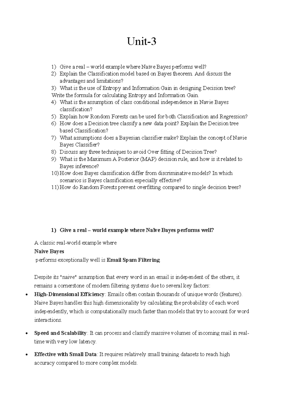 Unit-3 Important Q&A: Naïve Bayes, Decision Trees & Random Forests ...