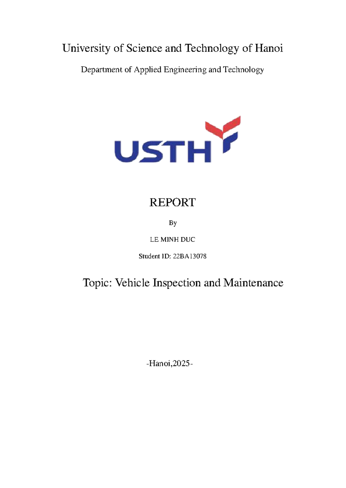 F1 Report: Vehicle Inspection & Maintenance Internship by Lê Minh Đức ...