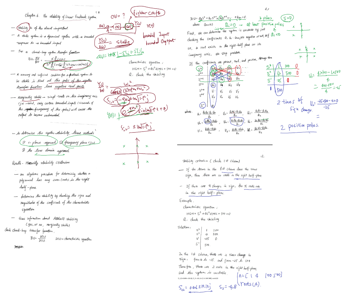 14) Chapter 6: Stability of Linear Feedback Systems (Class Notes) - Studocu
