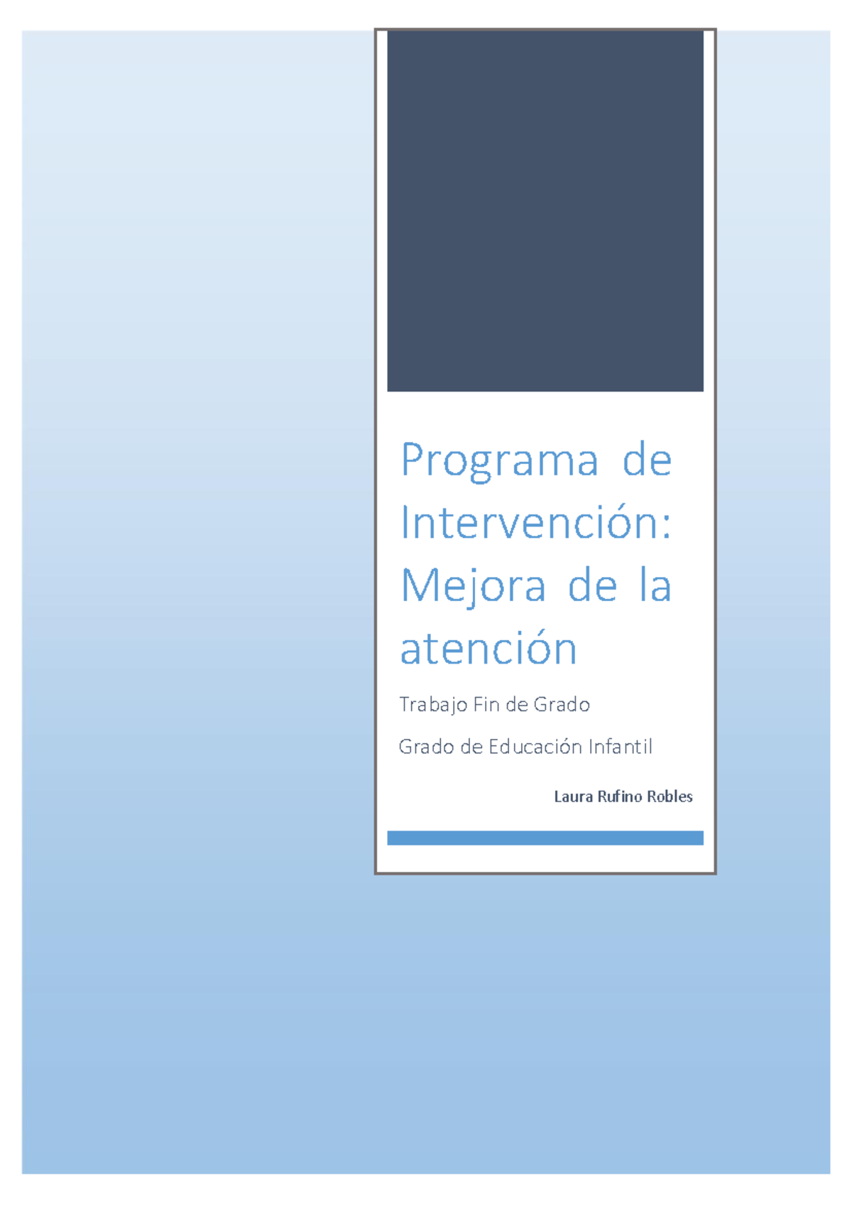 Programa de Intervención para Mejorar Atención en Educación Infantil ...