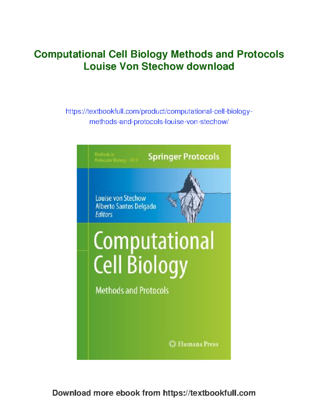 Computational Cell Biology: Methods & Protocols (Molecular Biology 2346 ...