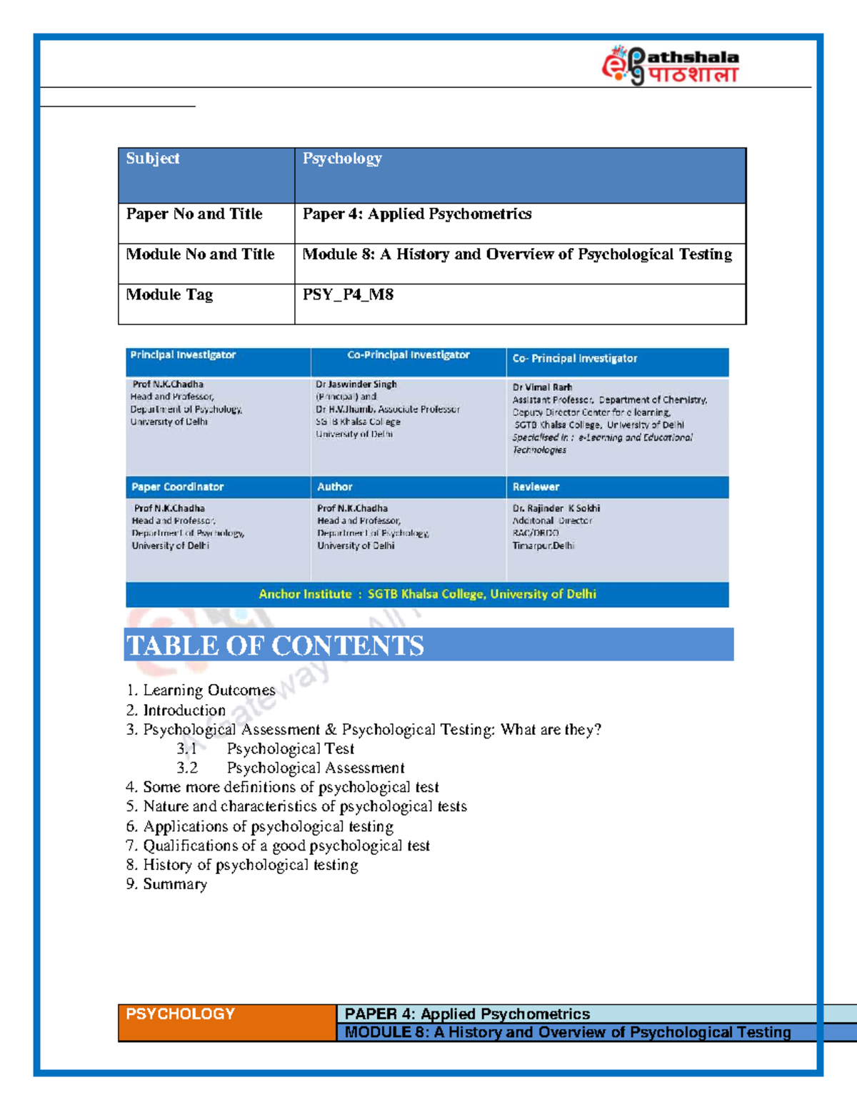 PSY_P4_M8: Overview of Psychological Testing in Applied Psychometrics ...