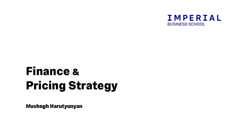 Finance Pricing Strategy S1: Understanding Financial Statements and ...