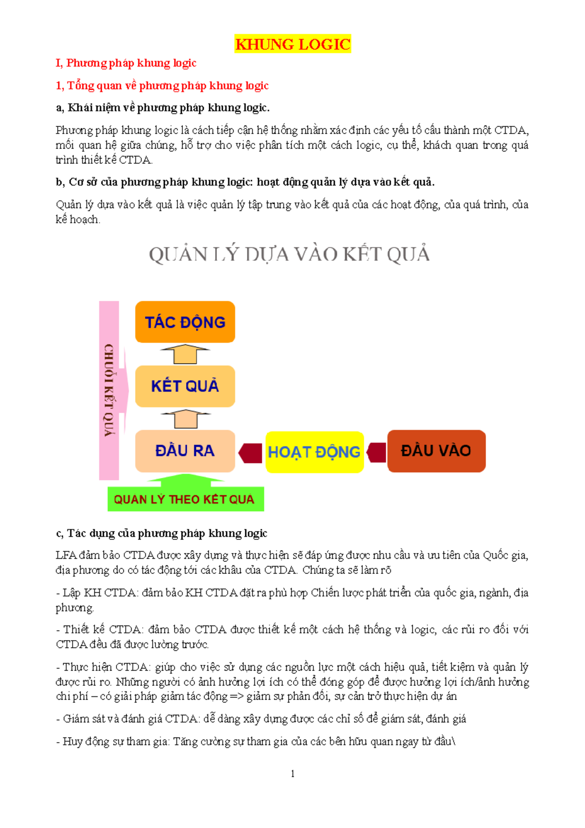 Phương pháp Khung Logic trong Quản lý Dự án Phát triển CTDA - Studocu